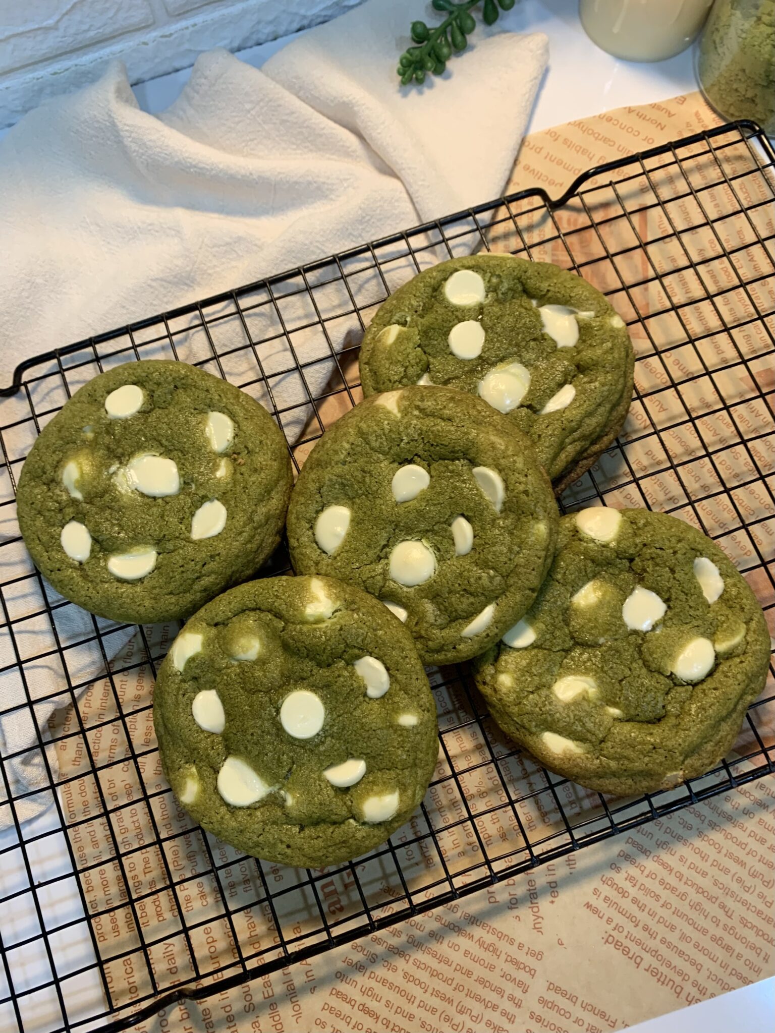 Matcha White Chocolate Chip Cookies - mycozybakes.com